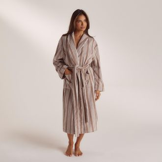 Lounge Towelling Dressing Gown - Striped Malt - XL-XXL - Le Cadeau Parfait pour Elle