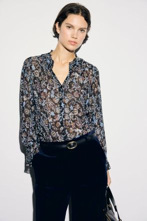 Gerard Darel Chemise en mousseline &agrave; fleurs - LINDA - Noir