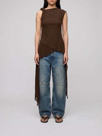 Ganni Top asym&eacute;trique coupe slim avec bretelles et encolure tress&eacute;es