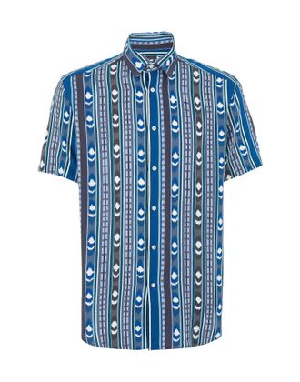 8 by YOOX PRINTED COTTON BLEND S/SLEEVE SHIRT