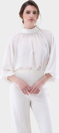 van Laack Stehkragenbluse aus Seide mit lockerem Schnitt