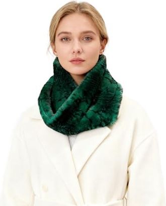 Lina & Lily &Eacute;charpe Tube Femme &agrave; Motif Peau de Serpent en Fausse Fourrure (Vert)