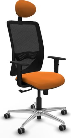 Piqueras y Crespo Verstellbarer Stuhl mit Rollen Zulema mit 1D-Armen, h&ouml;henverstellbarer Lendenwirbelst&uuml;tze und festem Kopfteil, ausgestattet mit Sincro 3-Positionen un