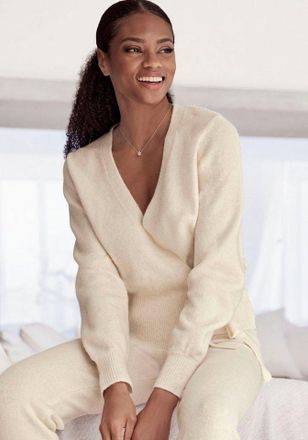 Lascana Wickelstrickjacke mit breitem Rippb&uuml;ndchen, Loungewear