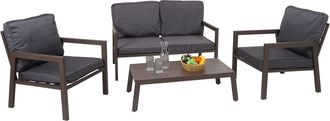 Mendler Garnitur HWC-L64, Gartenlounge Gartengarnitur Lounge-Set Sitzgruppe Sofa, Metall - Polster grau