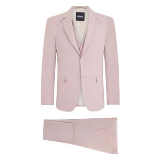 HUGO BOSS Costume trois pi&egrave;ces ajust&eacute; en laine vierge - Homme - Costumes - Rose - Taille: XL