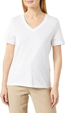Selected T-Shirt Slfessential SS col en V pour Femme, Blanc &eacute;clatant., M
