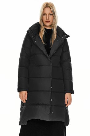 Orolay Damen Daunenmantel Warm Winter Jacke mit Kapuze Stilvoll Schwarz XXL