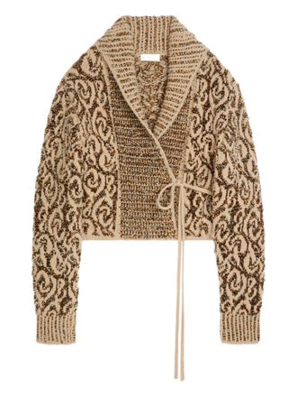 Dries Van Noten Gewickelter Jacquard-Cardigan - Nude