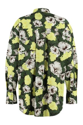 Msgm Womens Printed Cotton Shirt Green