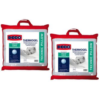 Dodo Lot de 2 oreillers DODO m&eacute;moire de forme effet fraicheur - 60x 60 cm - FRESH
