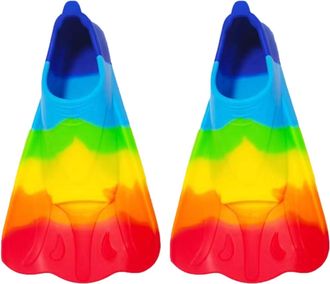 Generic Schwimmflossen für Kinder - Weiche Silikon-Trainingsflossen in Regenbogenfarben | Verstellbare Kurze Schnorchelflossen für Kleinkinder und Jugendliche