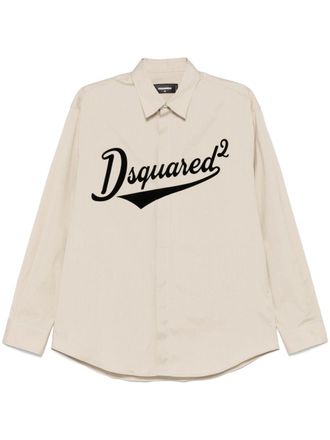 Dsquared2 chemise &agrave; logo floqu&eacute; - Tons neutres