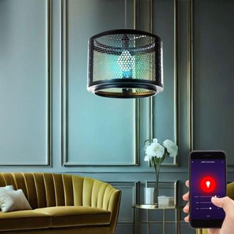 Nowa Nowa - Smart led Pendelleuchte dimmbar Hängelampe Wohnzimmerleuchte Retro Esstischlampe, rgb Farbwechsel, App-/Sprachsteuerung, schwarz gold, 8,5W