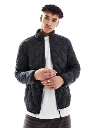 Superdry Fuji Lite - Jacke in Tiefschwarz mit Rautensteppmuster