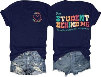 Generic T-shirt personnalis&eacute; T-shirt enseignant amusant pour femmes avec motif &eacute;tudiant T-shirt graphique d&eacute;contract&eacute; pour l&eacute;t&eacute; T-shirts rouges pour femmes T-