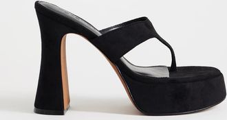 Topshop Nima - Zehenstegsandalen in Schwarz mit Plateausohle-Mehrfarbig