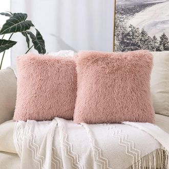 Miulee 2er Set Kissenbezüge Künstlich Weihnachten Sofakissen Dekorative Dekokissen Kuschelkissen Plüschkissen Kuschelig Couchkissen Flauschig Kissenbezug für