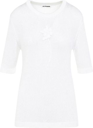 Jil Sander T-shirt en maille &agrave; col rond - Femme - Tops - Blanc - Taille: 38 FR