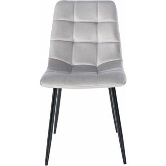 Clp Chaise de salle à manger Antibes en Velours avec Pieds en métal noir Gris