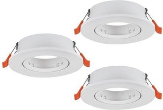 Eglo 3er Set Einbaustrahler Barranco, Spot Deckenleuchte schwenkbar, runder Einbauspot ohne Leuchtmittel, Deckenstrahler aus wei&szlig;em Kunststoff, GU10 Fassun