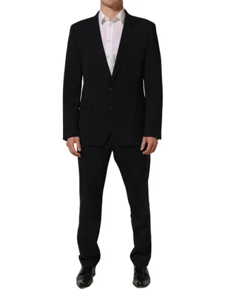 Dolce & Gabbana Black Wool Slim Fit Formal Men 2 Piece Suit