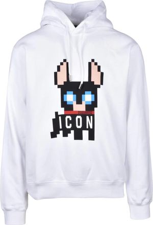 Dsquared2 Homme, Sweatshirts et sweats &agrave; capuche, Blanc, Taille: L Felpa cappuccio