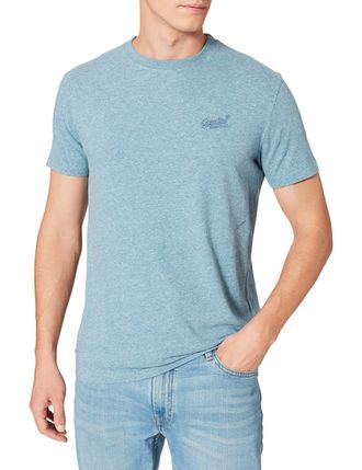 Superdry Herren Essential T-Shirt aus Bio-Baumwolle mit Logo W&uuml;stenhimmelblau Gesprenkelt XS