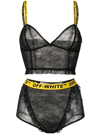 Off-white Set aus Bralet und Slip - Schwarz