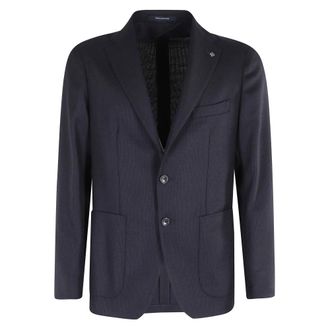 Tagliatore Hopsack Einreiher-Sakko - - Jackets - Herren - Blau - 3XL