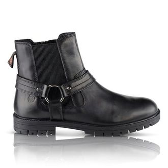Silver Street London Montague Bottes de motard en cuir avec boucle de cheville pour homme, Noir, 44 EU