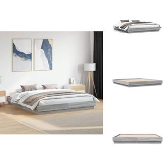 vidaXL Bettgestell Grau Sonoma 200x200 cm Holzwerkstoff - Holzbettrahmen - Bettkasten - Boxspringbett - Doppelbett - Grau