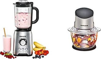 Rommelsbacher MX 1250 Standmixer, 1200, Edelstahl, 1.75 liters & MZ Multi Zerkleinerer 400-kraftvoller Motor, Glasbehälter, schwarz/Chrom gebürstet, 400 Watt, 4-flü