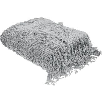 Beliani Decke Grau aus Baumwolle Acryl 200 x 220 cm mit Quasten Fransen Tagesdecke Kuscheldecke Wohndecke Wohnaccessoires Wohnzimmer Schlafzimmer