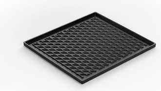 AMT Gastroguss GN 2/3 Grill- & Pizza - Wendeplatte mit BBQ-Boden, 36,5 x 32,5 cm, zweiseitig nutzbar, mit BBQ-Muster, Aluminiumguss, Lotan Antihaft-Veredelung, AMZN-