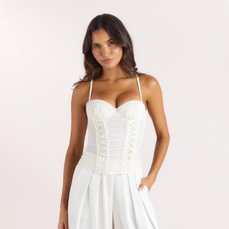 Lounge Top Corset Fronc&eacute; - Cr&egrave;me - 36+