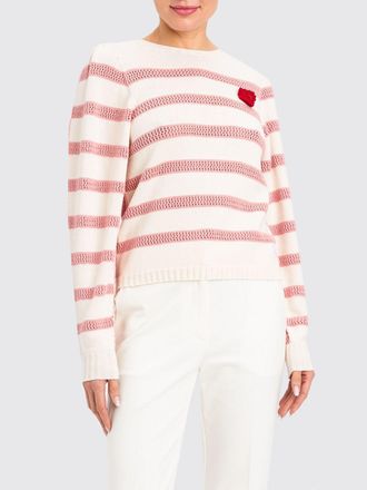 Twinset Pull ray&eacute; en laine m&eacute;lang&eacute;e avec &eacute;paules fronc&eacute;es et d&eacute;tail caur