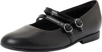 Clarks Unisex Finja Bar Y. Shoe, Black Leather, 39.5 EU