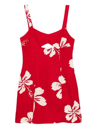 Reformation robe Belma en lin - Rouge