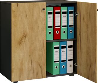 VCM Büroschrank mit 2 Fächern | moderner Aktenschrank mit Drehtüren | Maße ca. B. 70 x H. 74 x T. 40 cm - Lona 2-Fach