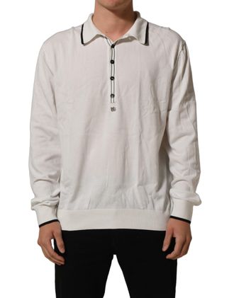 Dolce & Gabbana Silk-Cotton Blend Polo - White