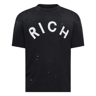 John Richmond T-Shirt mit Frontdruck und Abgenutztem Effekt - - Tops - Herren - Schwarzk - L