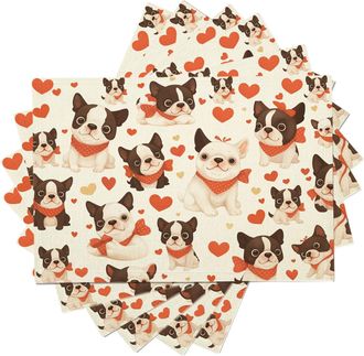 Generic Beigeniedlicher Boston Terrier Platzset Platzdeckchen Lustiges Tier Teller Platzdecke Tischset - 30X45Cm Eckig