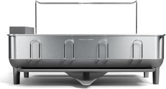 Simplehuman KT1181 Stahlrahmen Abtropfgestell Geschirr mit Abtropfschale, Geschirrst&auml;nder mit Besteckhalter, K&uuml;che, Gro&szlig;, grau, geb&uuml;rsteter Edelstahl, 5 Jahre Gar