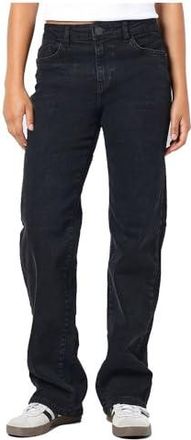 Noisy May Femme Pantalon en Jean Taille Mi-Haute Jambe Large Extensible NMYOLANDA, Couleurs:Noir-2, Taille:26W / 32L, Longueur de Jambe:L32