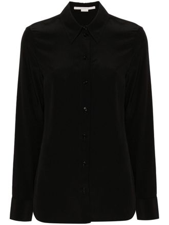 Stella McCartney chemise en soie &agrave; col pointu - Noir