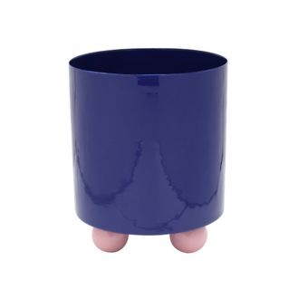 Present Time Blumentopf Double Funky Large - Blau - 20x20x26cm - Rund - Metall - Pflanzk&uuml;bel - Pflanzk&uuml;bel - &Uuml;bertopf - &Uuml;bertopf f&uuml;r Pflanzen Indoor