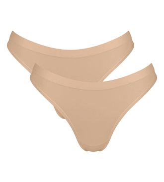 sloggi Tanga SLOGGI GO Sense, Damen, Gr. XXL, beige (peanut butter), Single Jersey, Obermaterial: 88% Modal, 12% Elasthan, figurbetont, Unterhosen Tanga, Mod