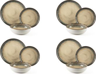 Excelsa Zeus Tellerservice, 12-teilig, Keramik, Reaktiv-Effekt, f&uuml;r 4 Personen