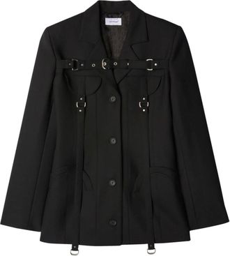 Off-white Femme, Vestes, Noir, Taille: 38 FR Single-Breasted Wool Blend Blazer